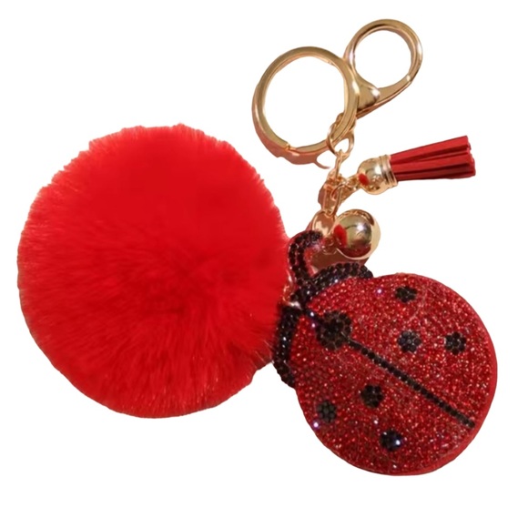 Bags | Nwt Red Rhinestone Ladybug Tassel Bag Charm Or Key Chain With ...